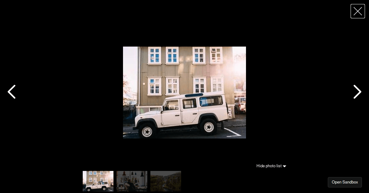 Demo React-bnb-gallery - Codesandbox