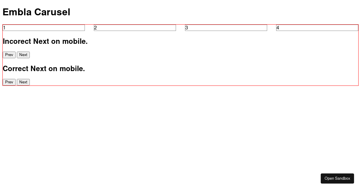 Embla Carousel multi rows - incorrect example - Codesandbox