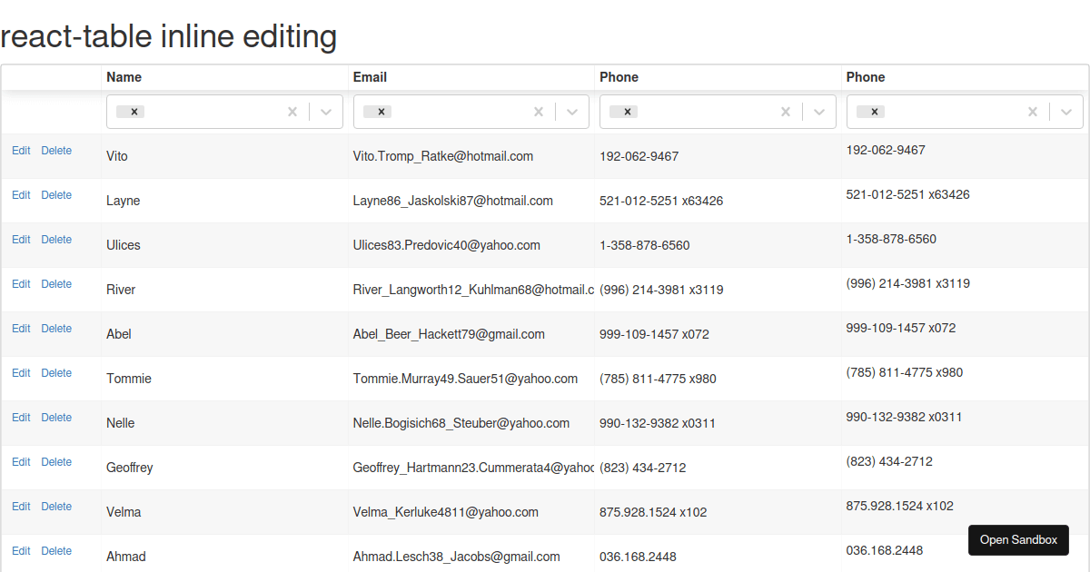 React Table Inline Editingdeleting With Multi Filter Codesandbox 8445