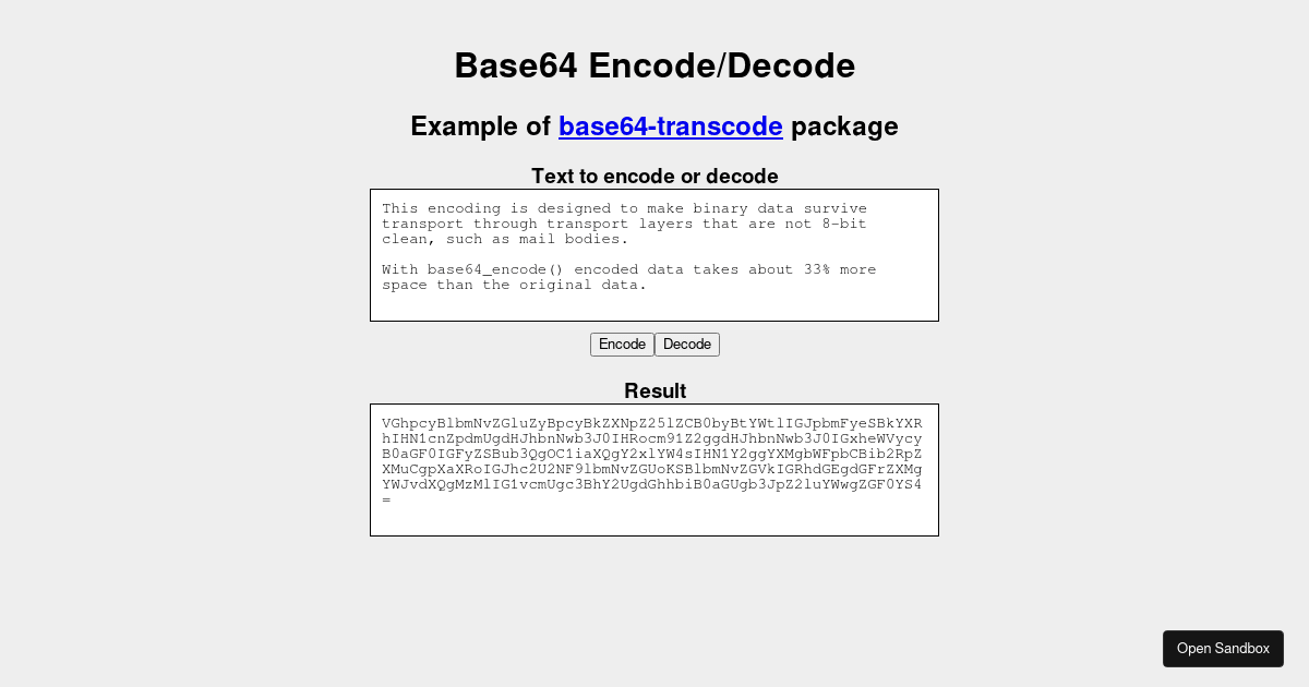 base64-transcode - Codesandbox
