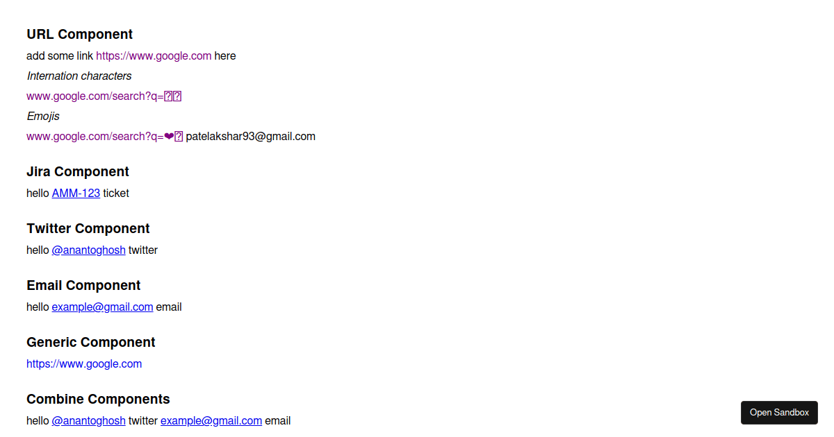 react-linkify-it (forked) - Codesandbox