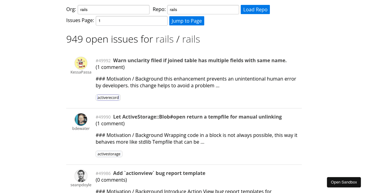 rsk-github-issues-example - Codesandbox