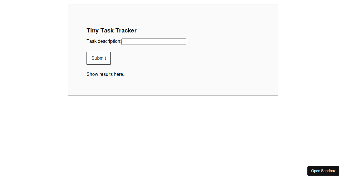Tiny Task Tracker Challenge Codesandbox