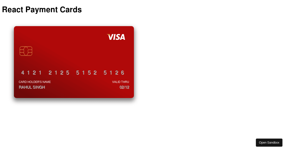 React Payment Cards (forked) - Codesandbox