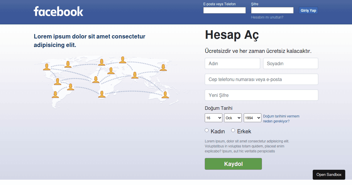 Facebook Login Screen With Bootstrap - Codesandbox