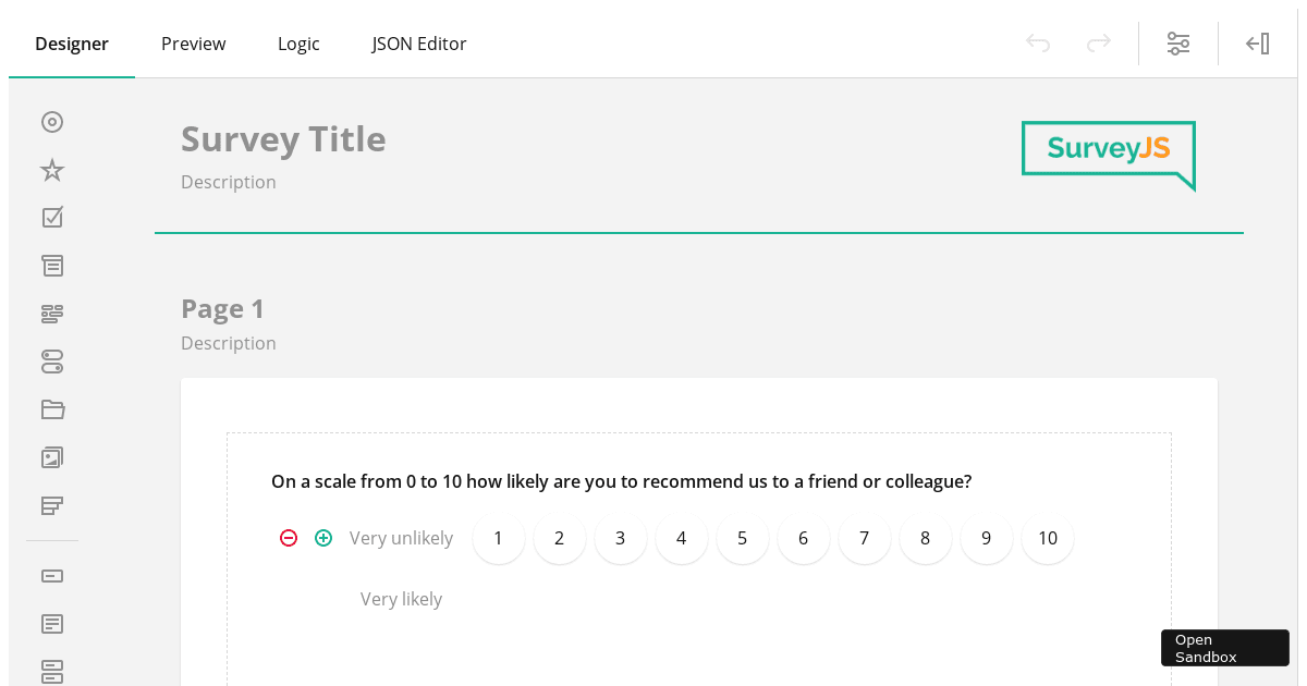 Surveyjs React Typescript Codesandbox