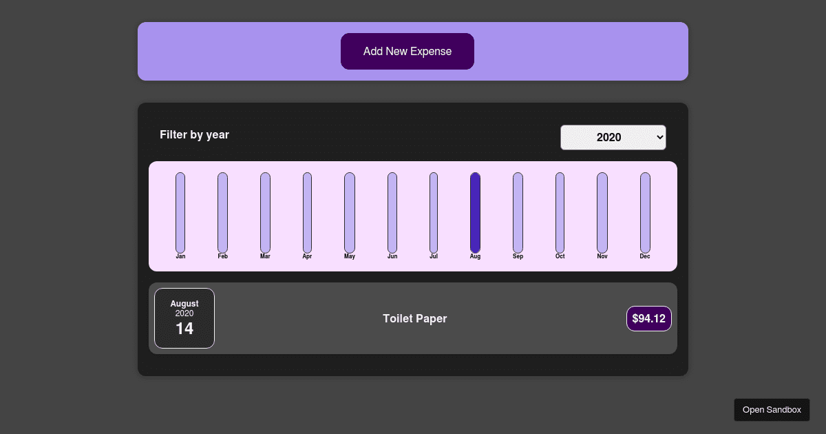 Expenses tracker - Codesandbox