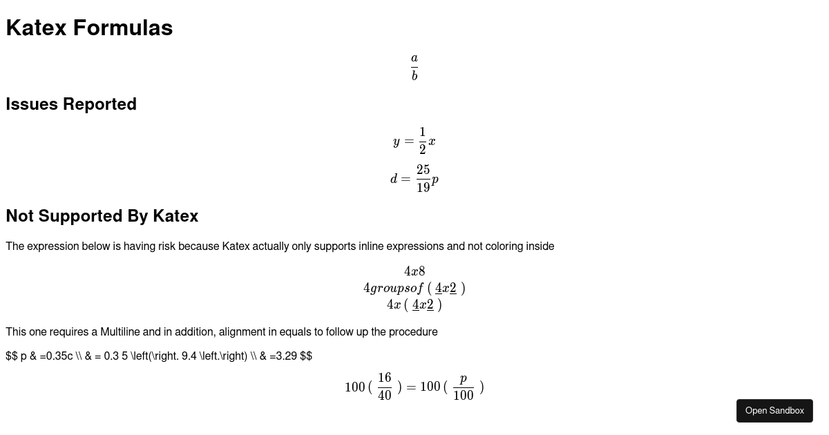 Katex (forked) - Codesandbox