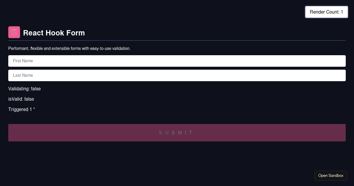 react-hook-form-pending-validating - Codesandbox