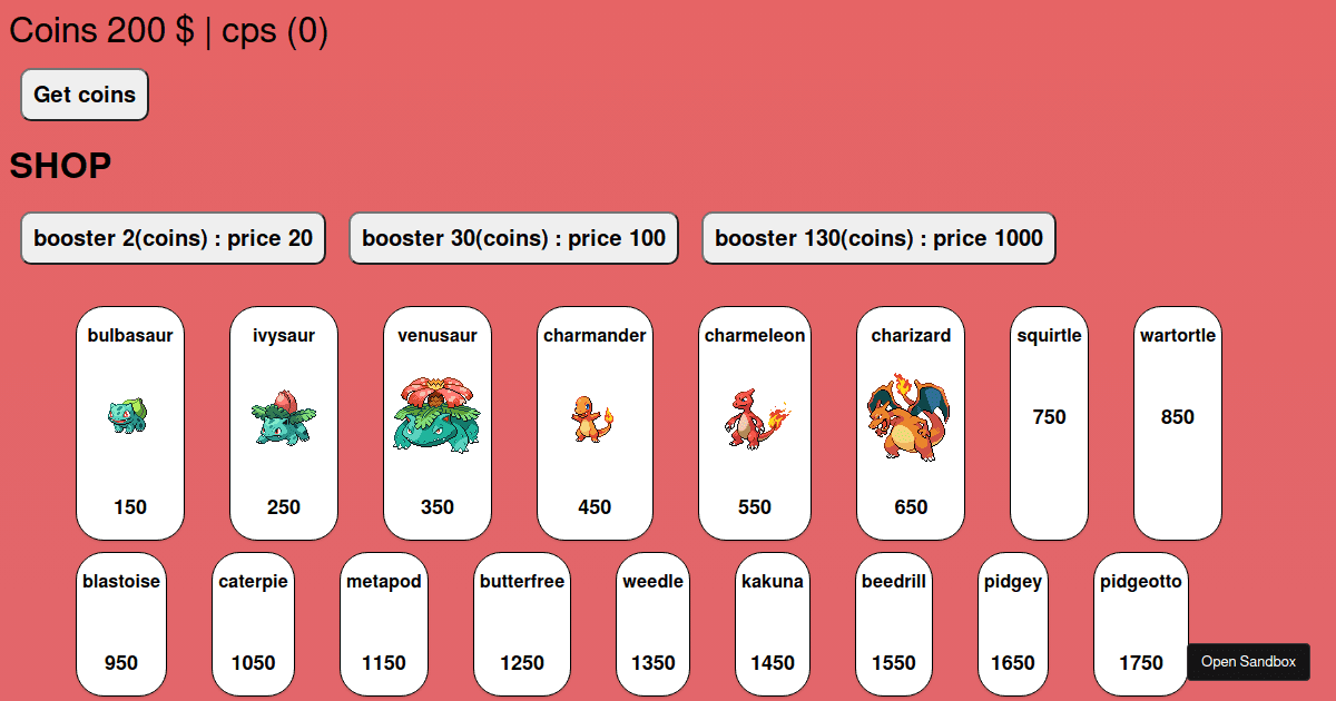 Idle Pokemon - Codesandbox