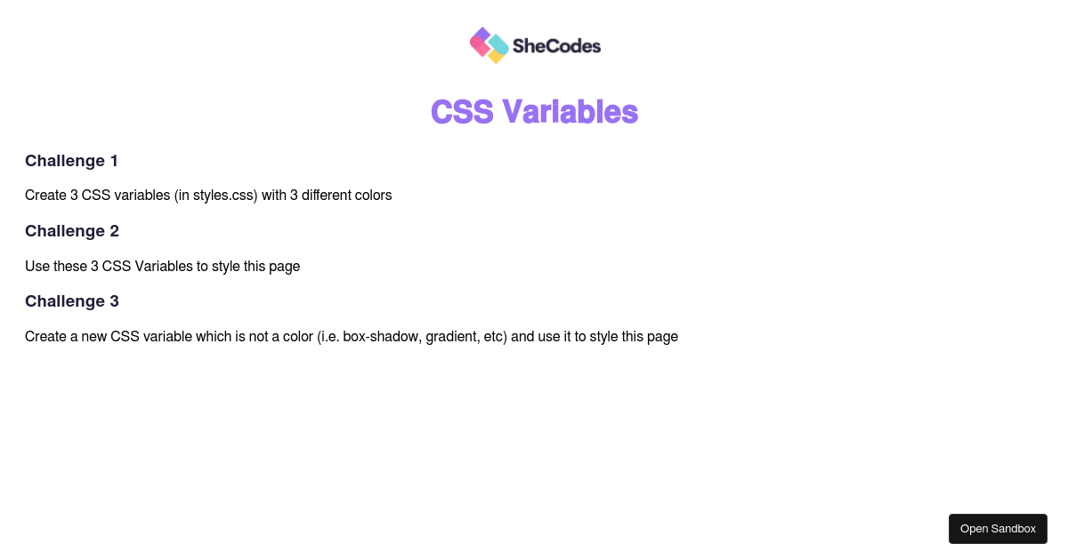 CSS Variables - Challenge (forked) - Codesandbox