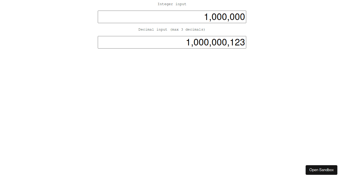 Number Input Formatting Cursor Issue Codesandbox