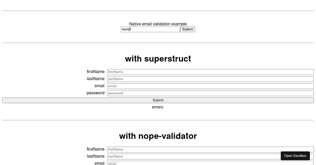 RHF Superstruct/nope email - Codesandbox