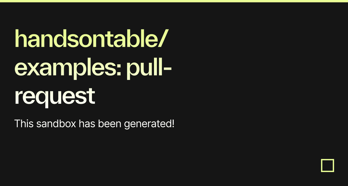 handsontable/examples: pull-request - Codesandbox
