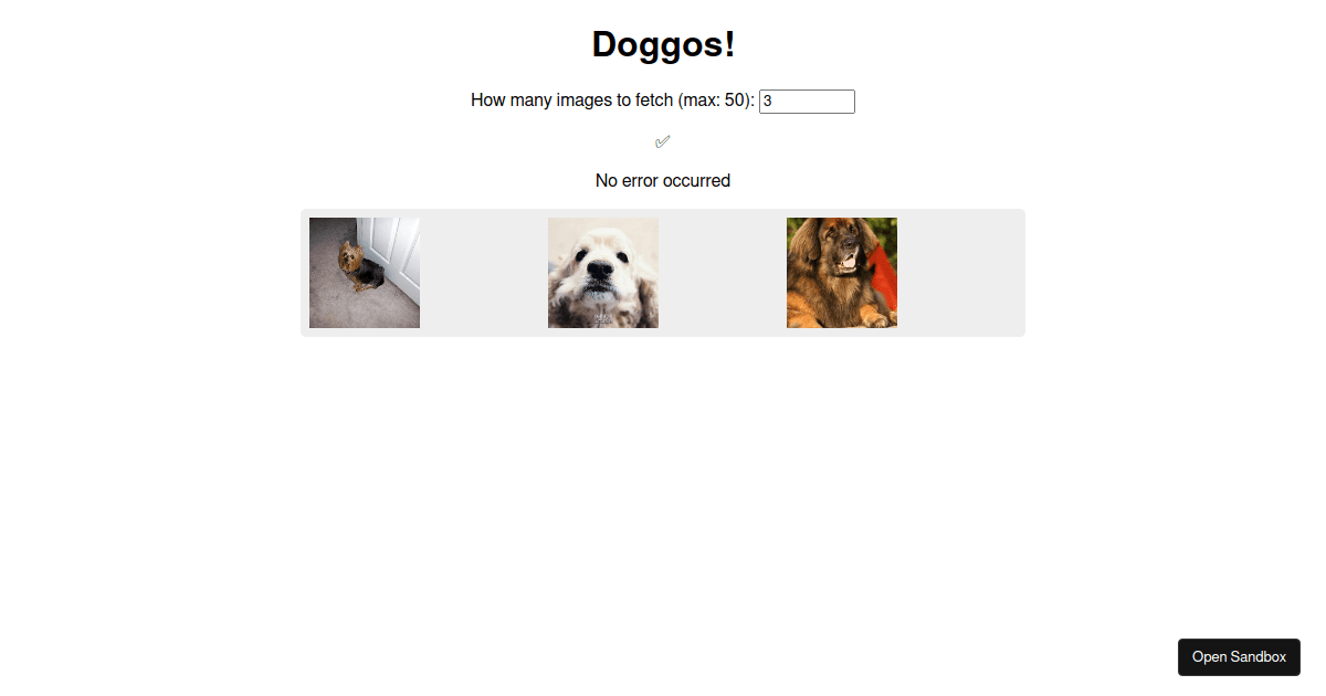 Vanilla React Network Request Codesandbox