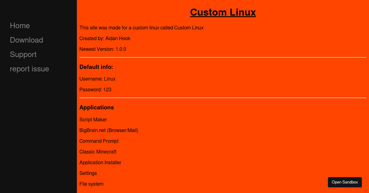 Custom Linux Site Codesandbox