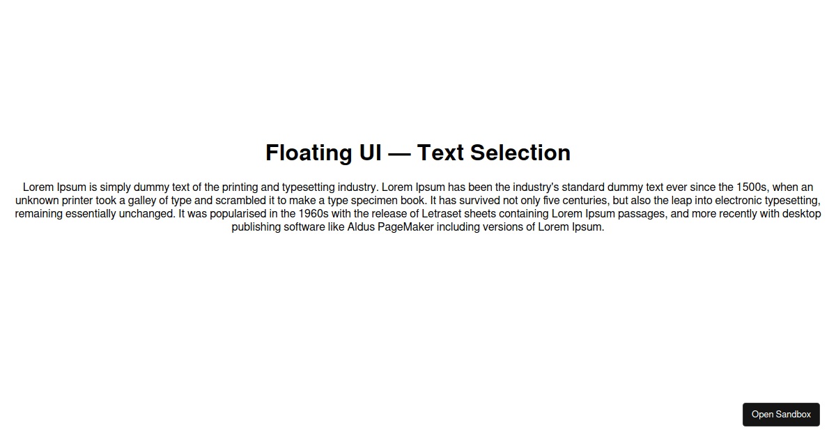 Floating Ui React Range Selection Codesandbox