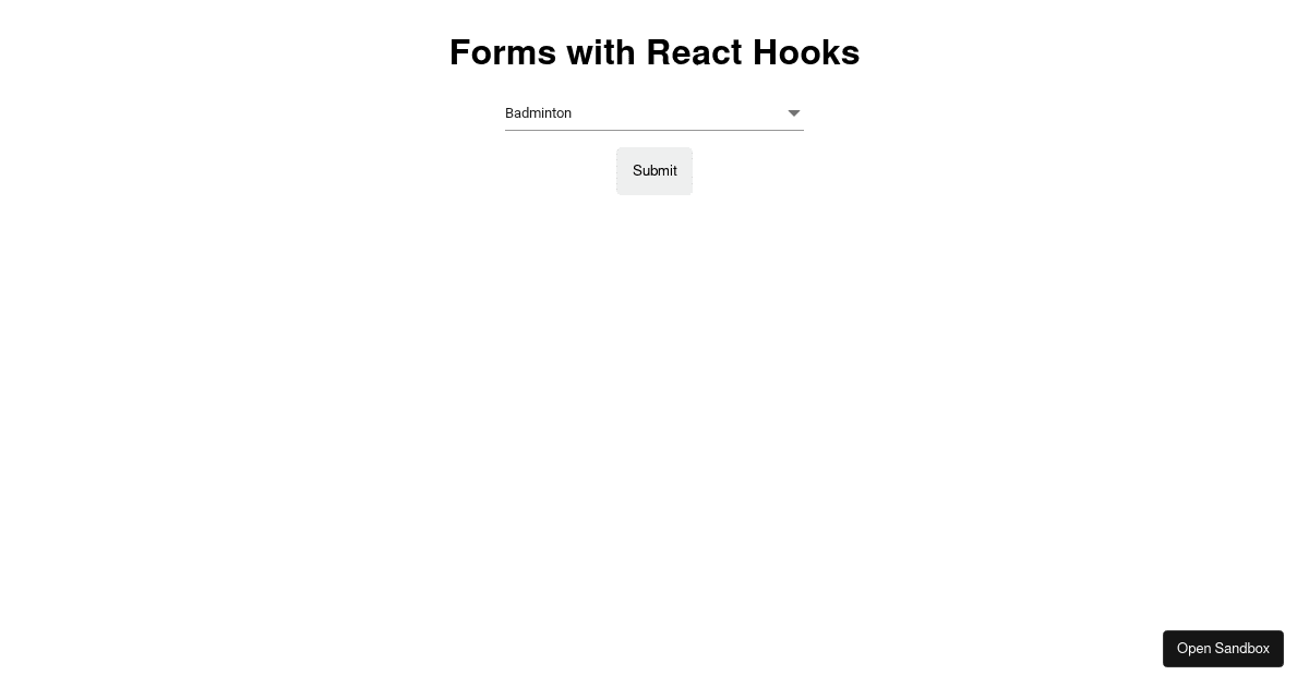 Forms With React Hooks Codesandbox