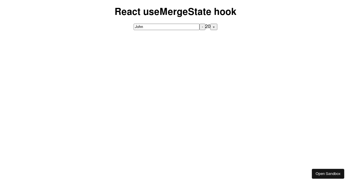 React useMergeState hook - Codesandbox