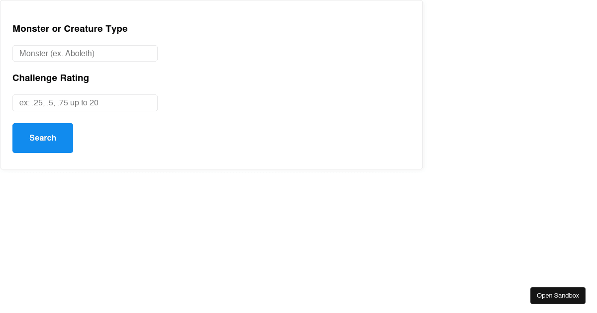 Monster Finder (forked) - Codesandbox