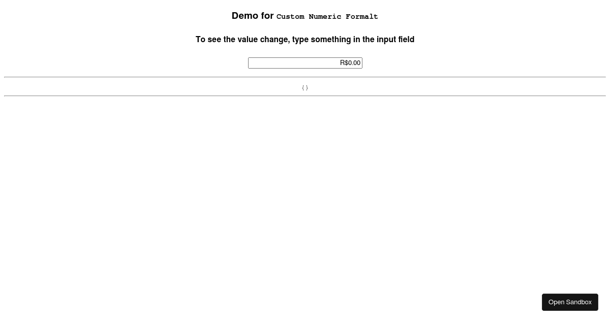 Custom Numeric Format Forked Codesandbox