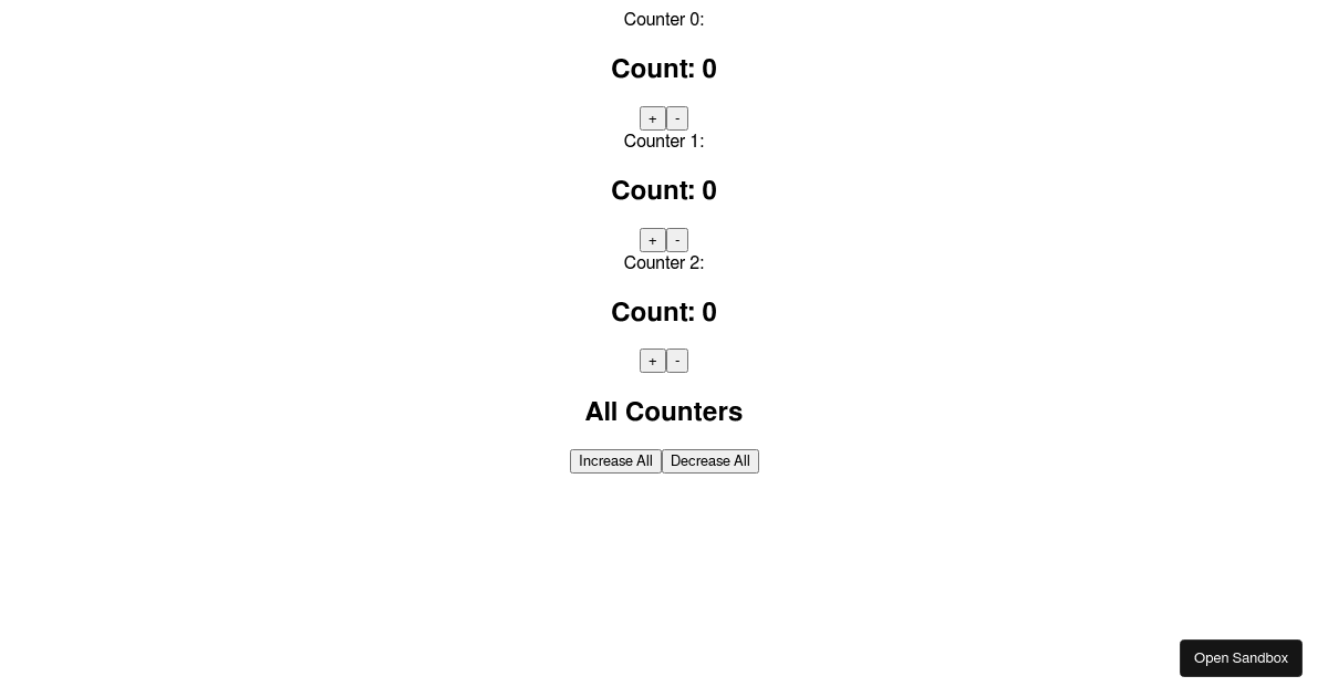 Multiple Counters Common State 2 Codesandbox
