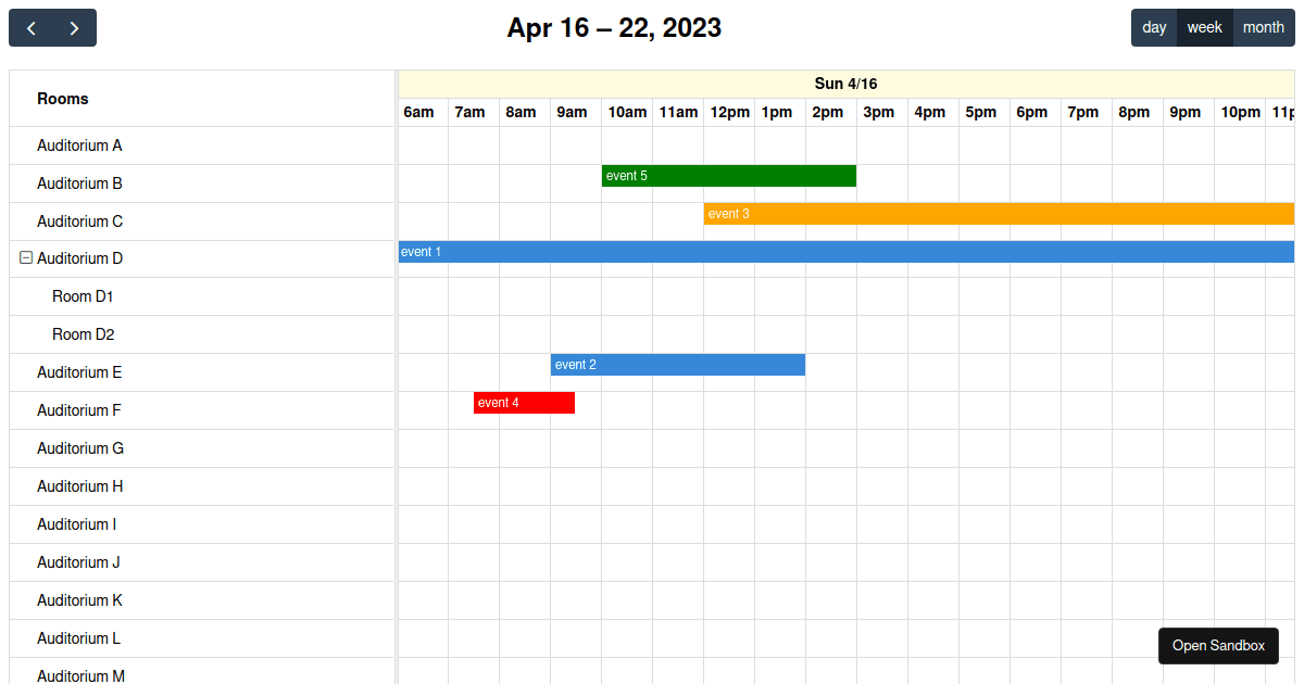 FullCalendar v4 React (forked) - Codesandbox