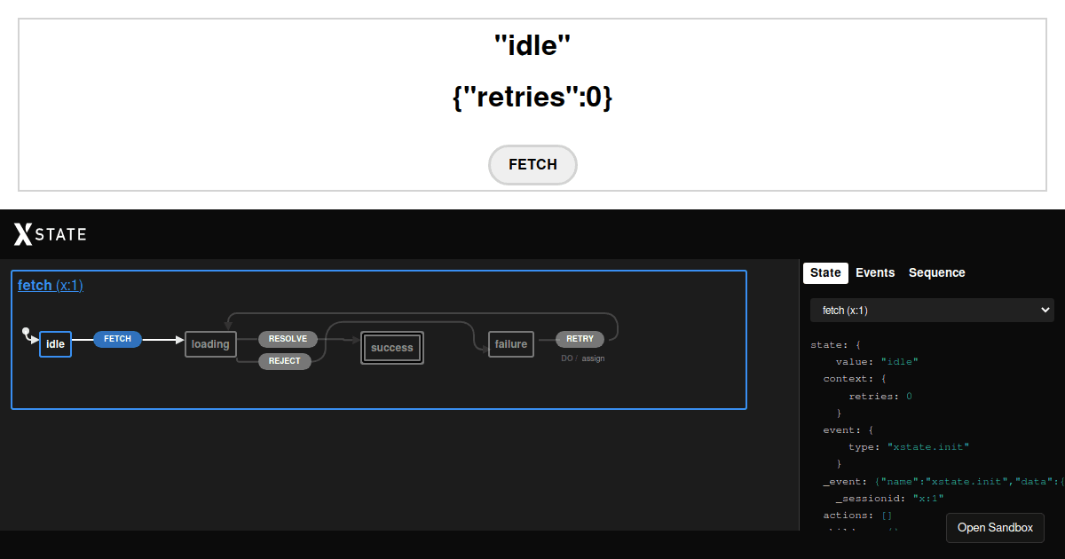 XState Simple Sandbox - Codesandbox