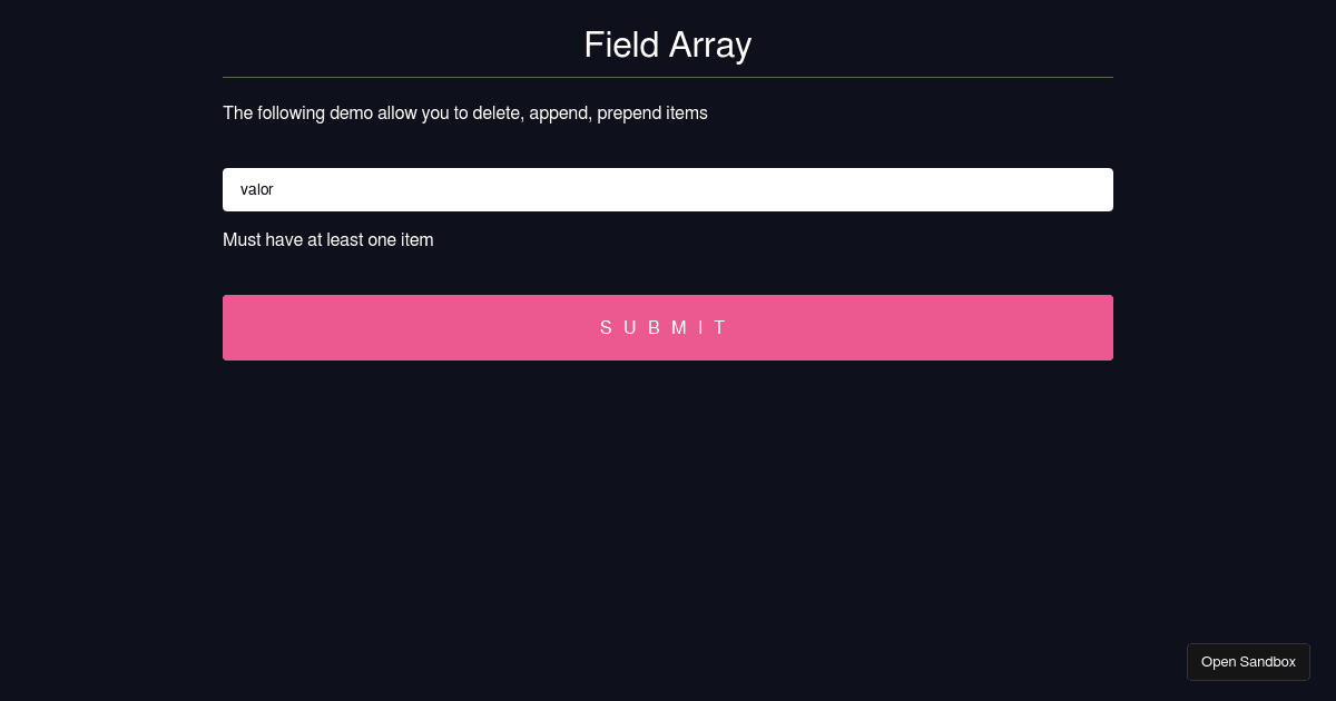 React Hook Form - useFieldArray (forked) - Codesandbox