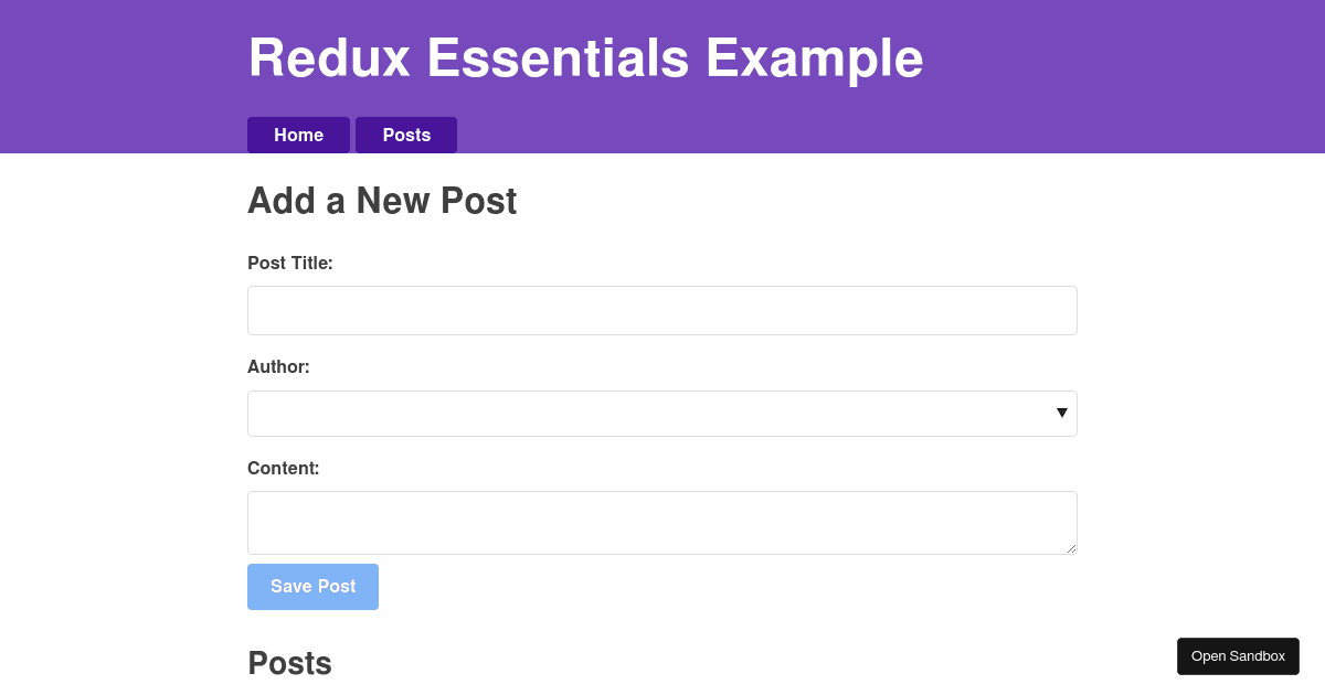 Redux Tutorial Codesandbox