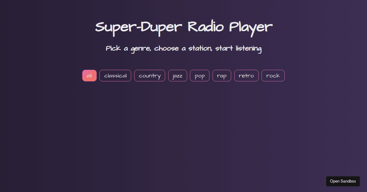 Radio in React (forked) - Codesandbox
