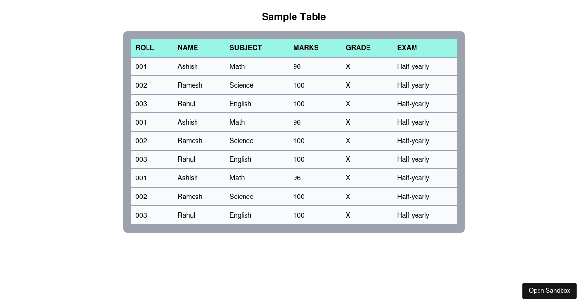 table-component - Codesandbox