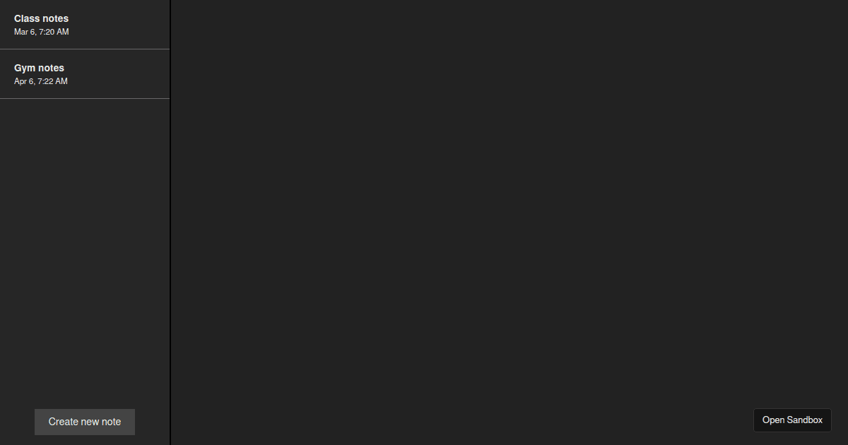 Notes App Codesandbox