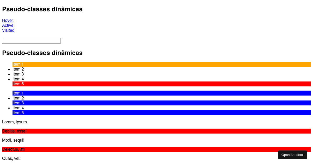 Pseudo class e Pseudo Elementos - Codesandbox