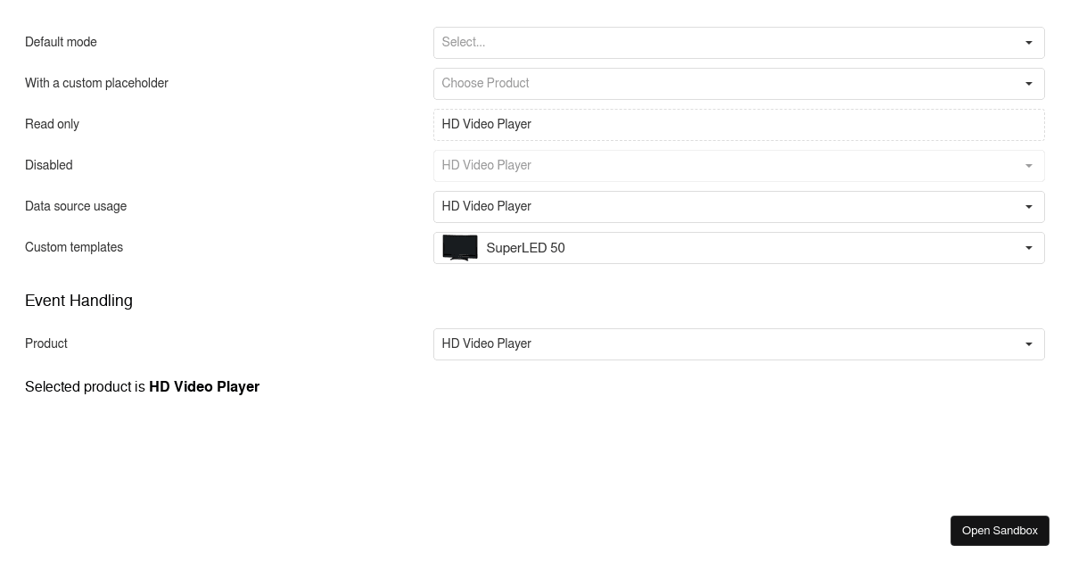 Overview - DevExtreme Select Box - Codesandbox