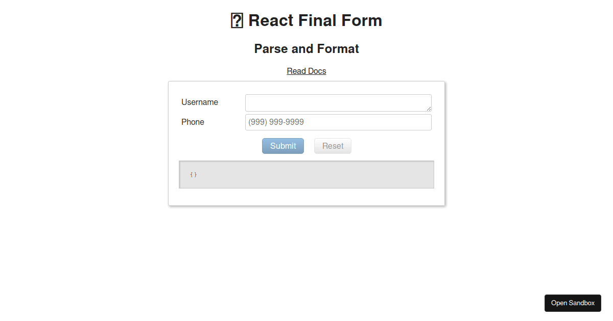 π React Final Form Parse And Format Codesandbox