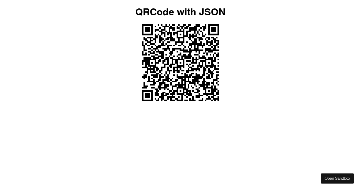 Generate QRCode with JSON data (forked) - Codesandbox Generate QRCode with JSON data (forked) - Codesandbox