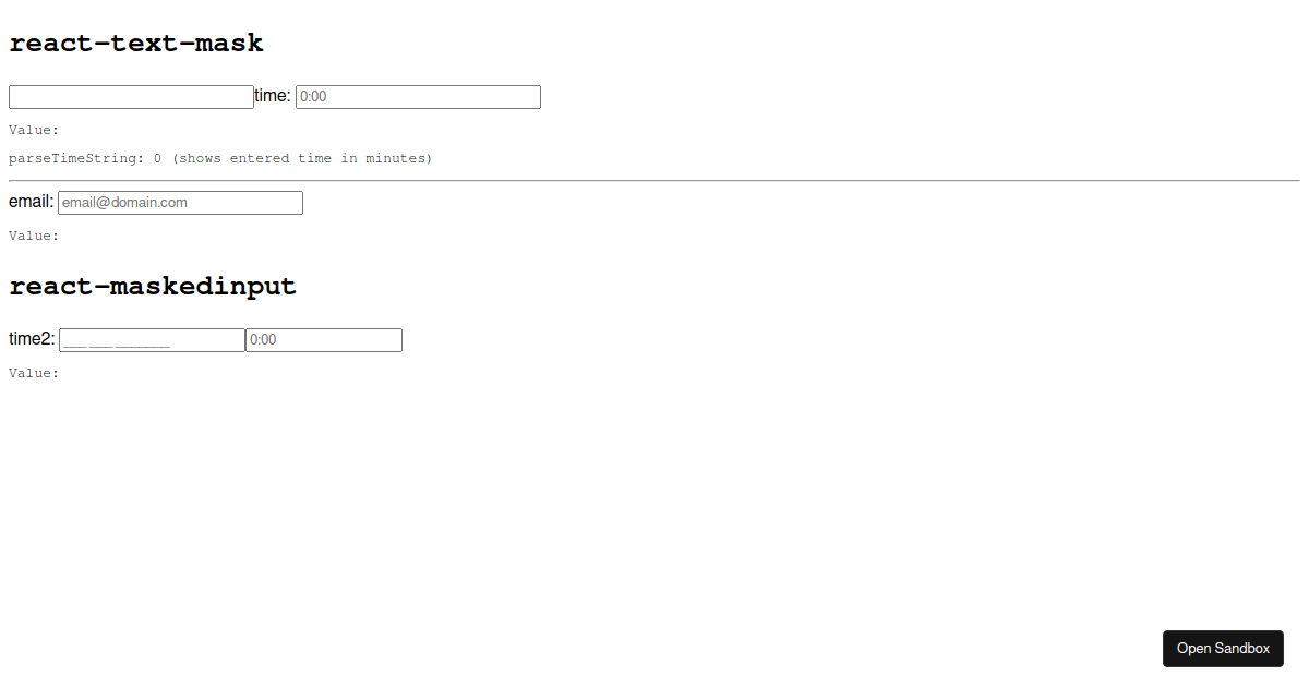 React Text Mask Time Example Codesandbox