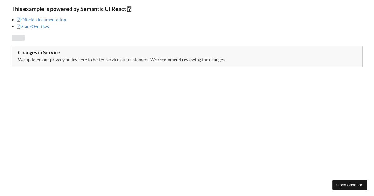 Semantic Ui Example Codesandbox
