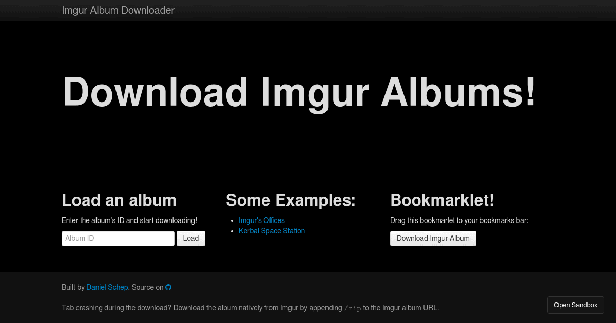 Dschepimgur Album Downloader Codesandbox