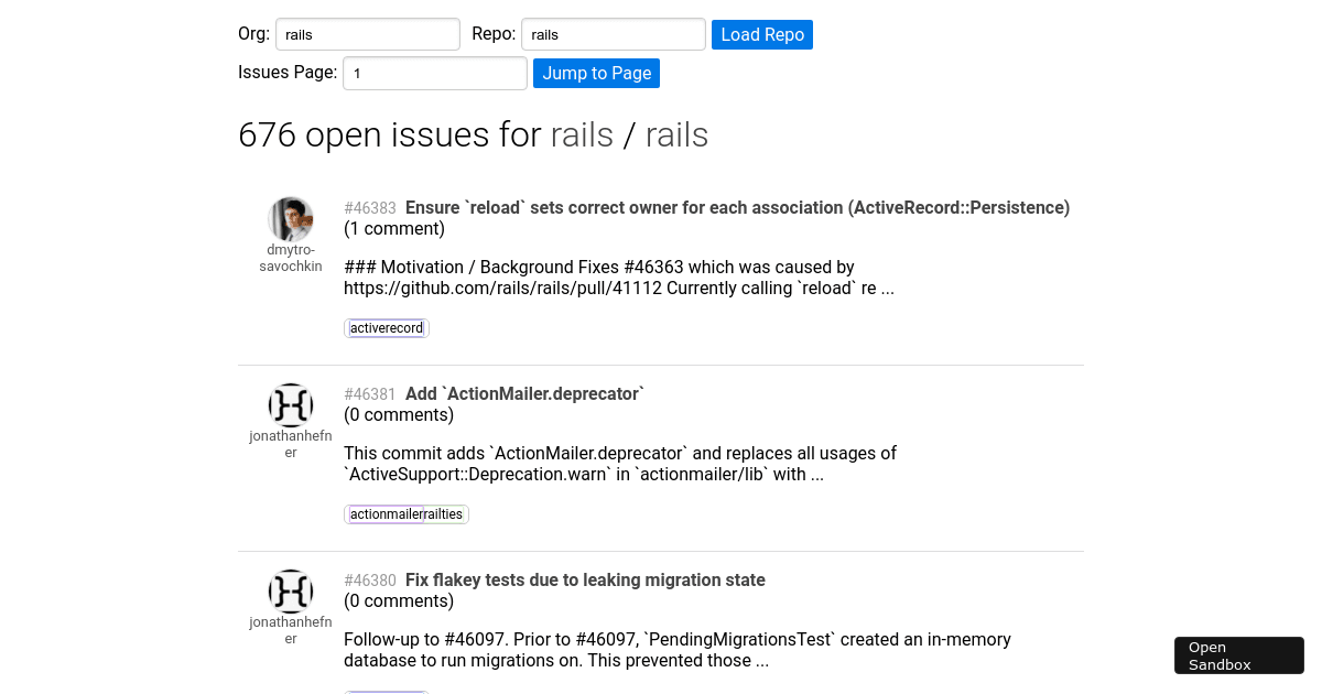 Rsk Github Issues Example Codesandbox