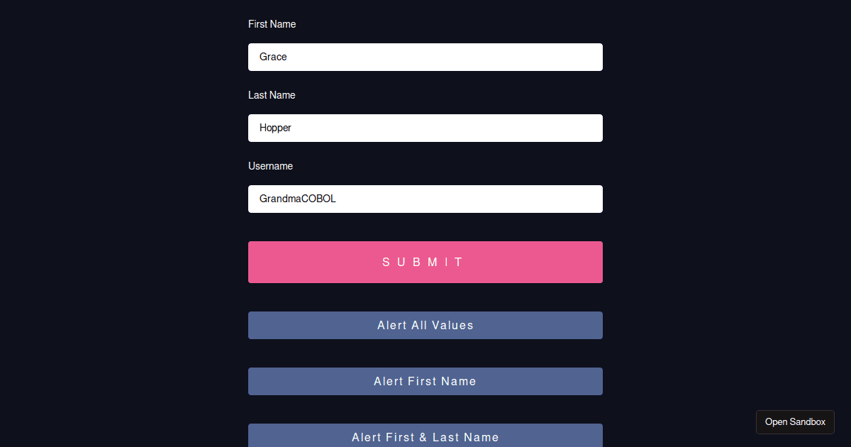 react-hook-form-v7-ts-getValues - Codesandbox