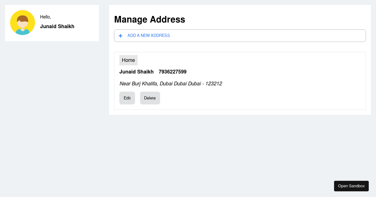 address management - Codesandbox
