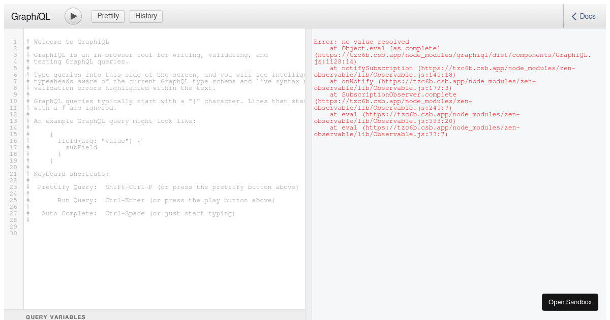 Firestore Apollo Link GraphQL - Codesandbox