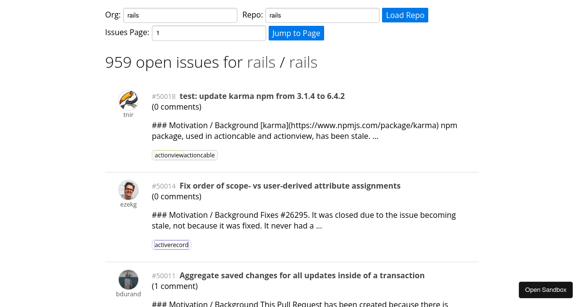 rsk-github-issues-example - Codesandbox
