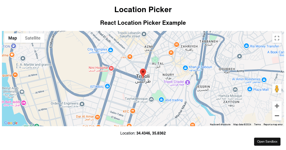 location picker example (forked) - Codesandbox