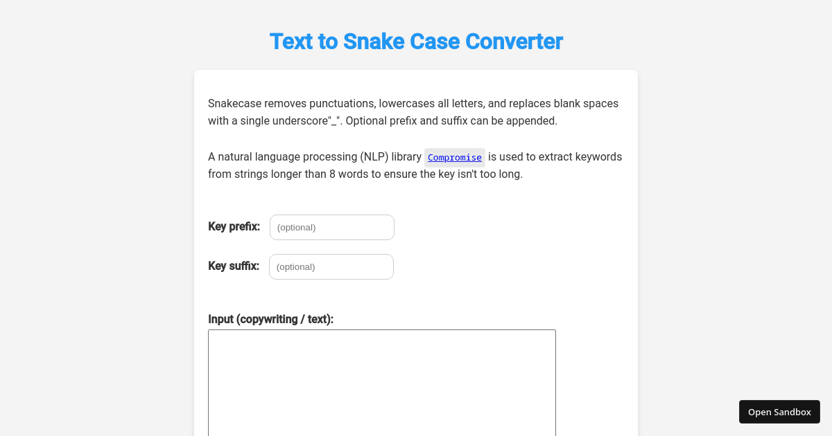 Text to Snake Case Converter - Codesandbox