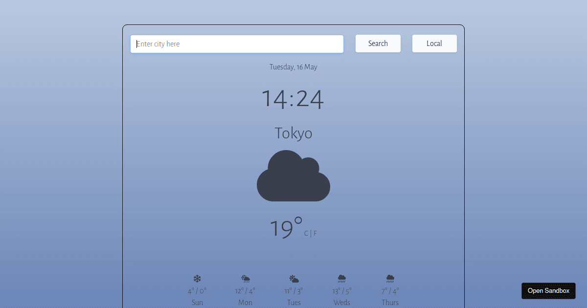 Weather App - SheCodes - Codesandbox