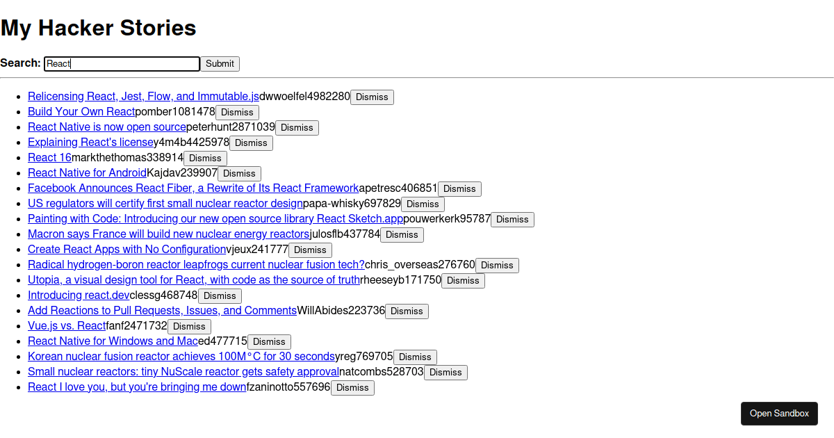 hacker-stories - Codesandbox