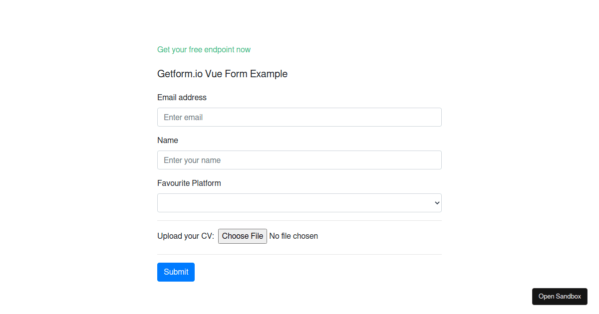Vue Getform Recaptcha Form Example Forked Codesandbox